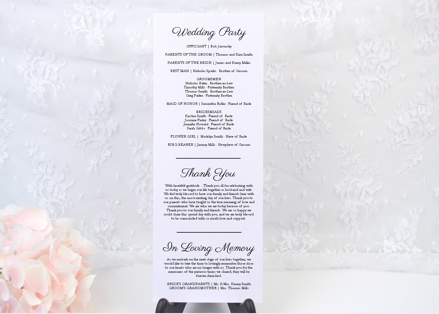 PRINTED Wedding Ceremony Program Custom Program Long Tea | Etsy