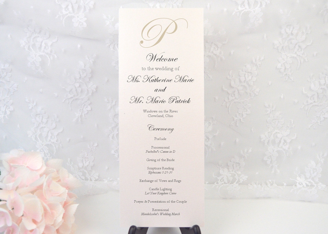 PRINTED Wedding Ceremony Program Custom Program Long Tea - Etsy