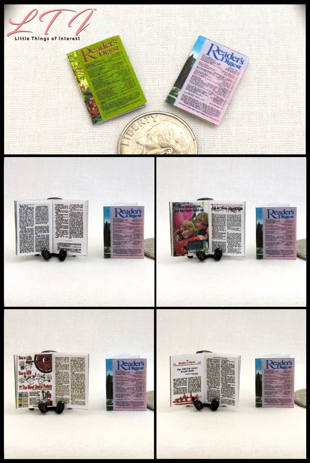 READERS DIGEST MAGAZINES 2 in Dollhouse Miniature 1:12 Scale Family ...