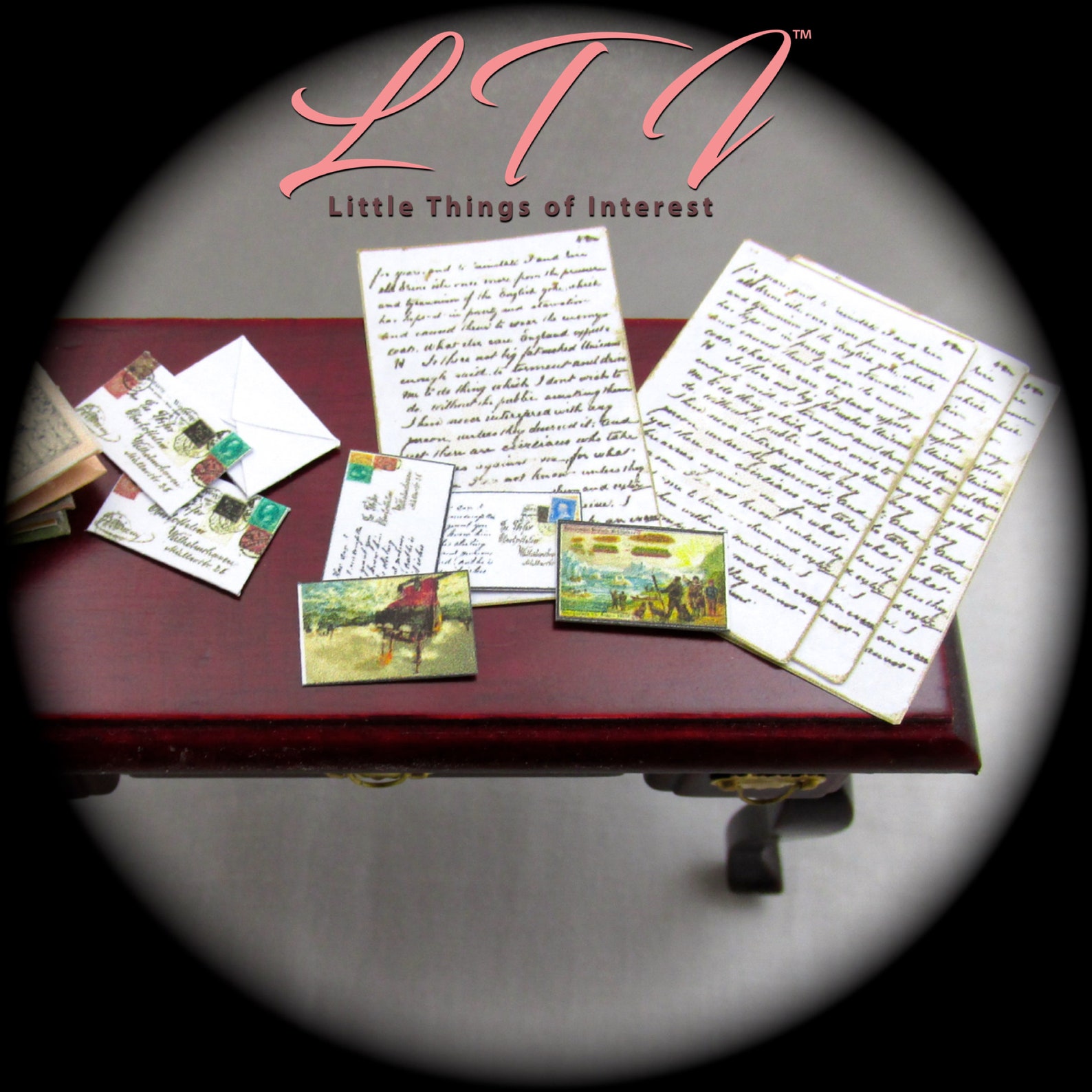 Miniature LETTER SET Dollhouse 1:12 Scale Post Mail Postcard - Etsy