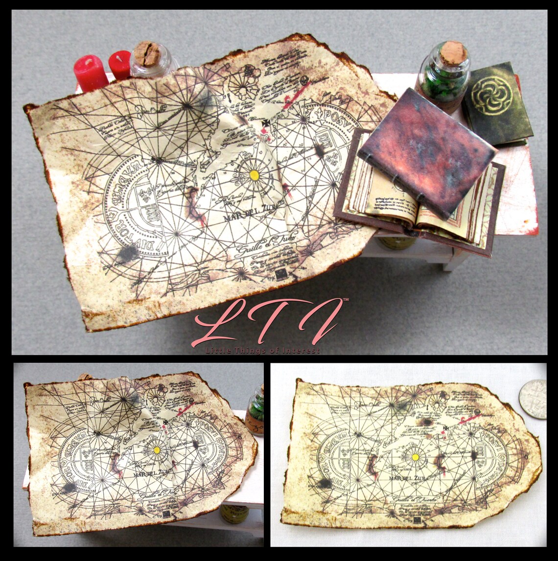 OLD SPANISH TREASURE Map Miniature Dollhouse 1:12 Scale One | Etsy