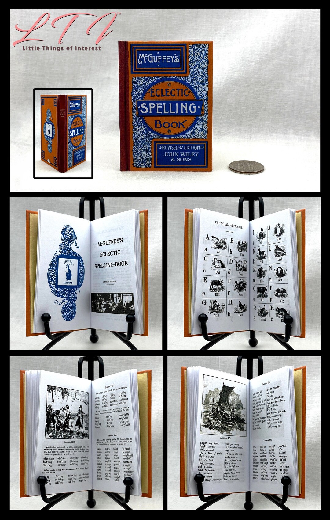 1:4 Scale Mcguffey SPELLING Illustrated Readable Miniature Scale Book ...