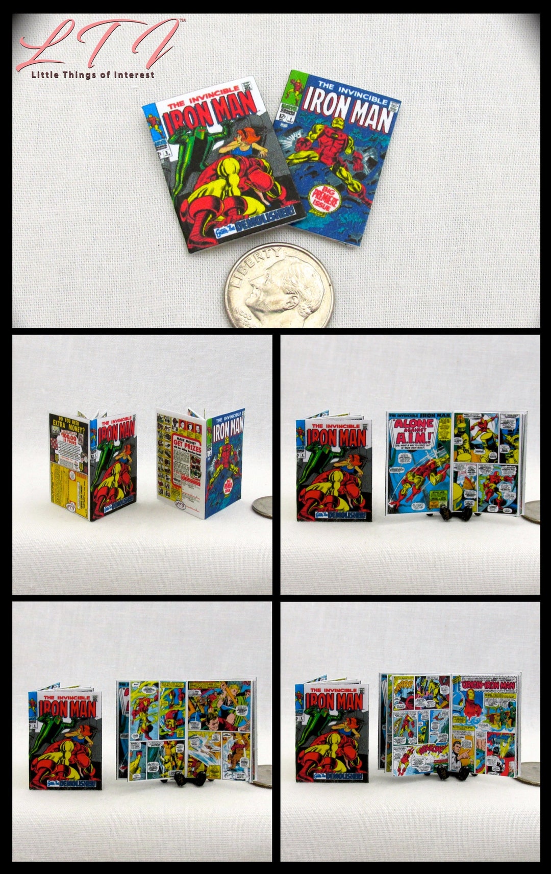 IRON MAN Comic Books 2 Dollhouse Miniatures Illustrated - Etsy