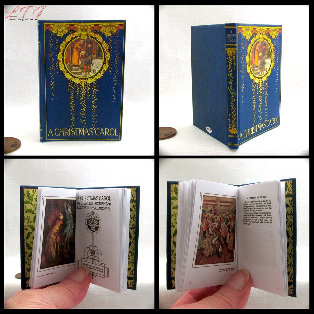 1:4 Scale A CHRISTMAS CAROL Readable Illustrated Miniature Book Charles ...
