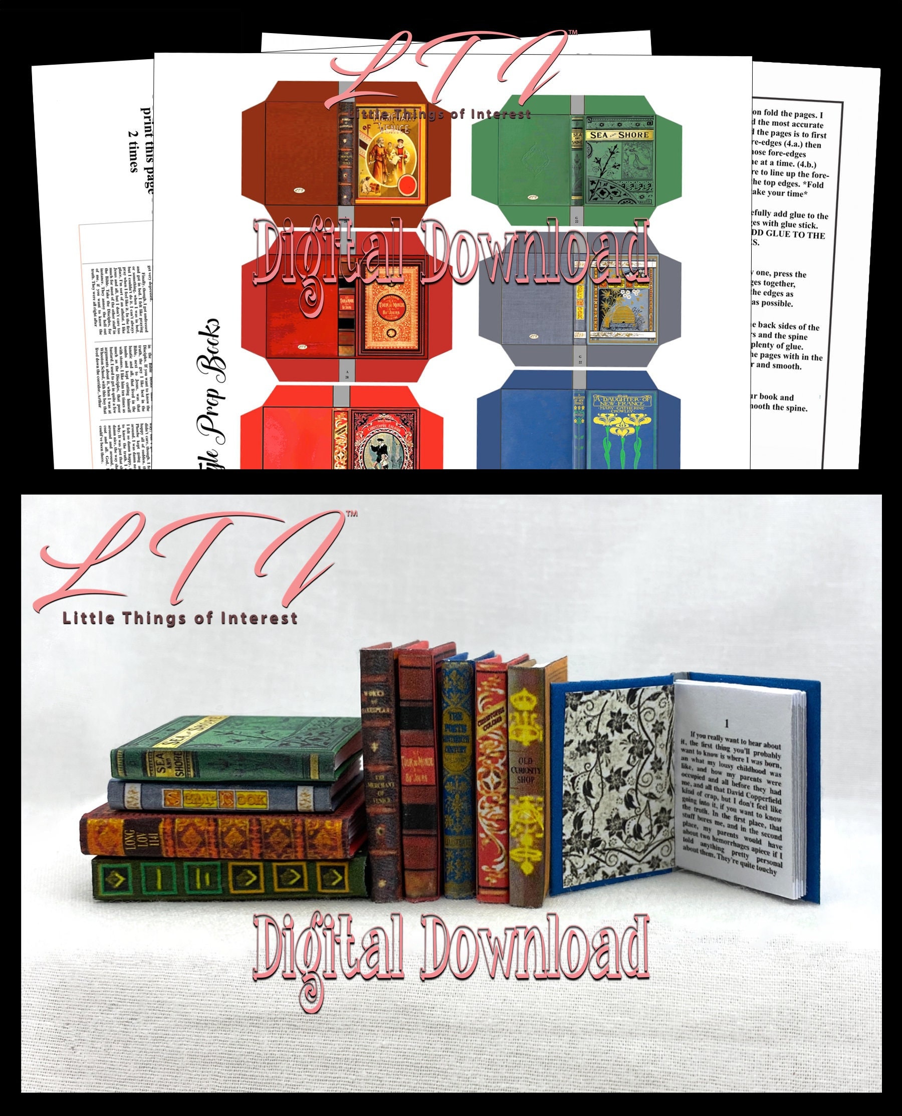 Digital Download 1:6 Scale VINTAGE STYLE PROP Books Download - Etsy