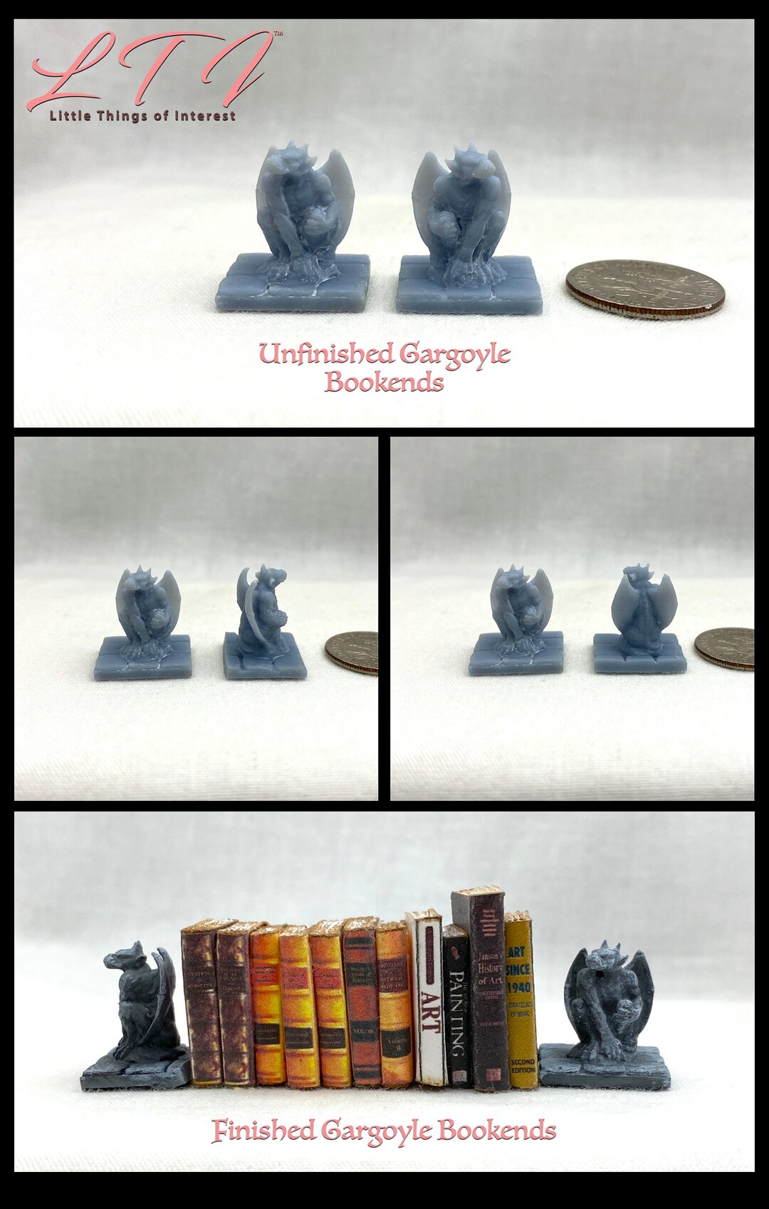 DIY GARGOYLE BOOKENDS Set of 2 Miniature 1:12 Scale Gray Resin - Etsy