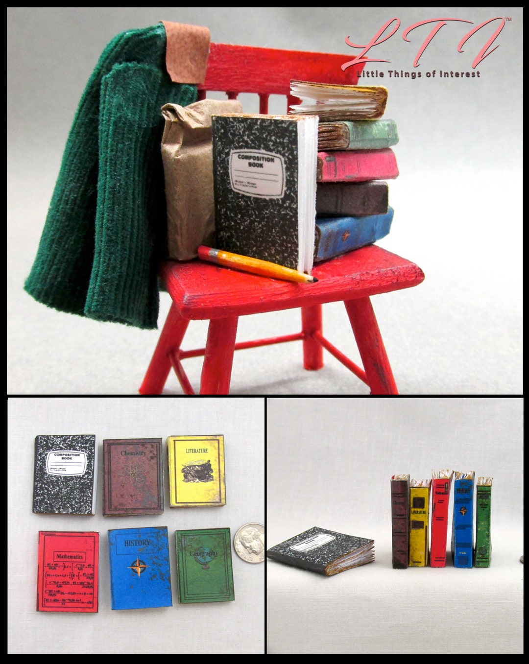 1:6 Scale SCHOOL BOOKS Set of 6 Prop Fashion Doll Sized Faux - Etsy