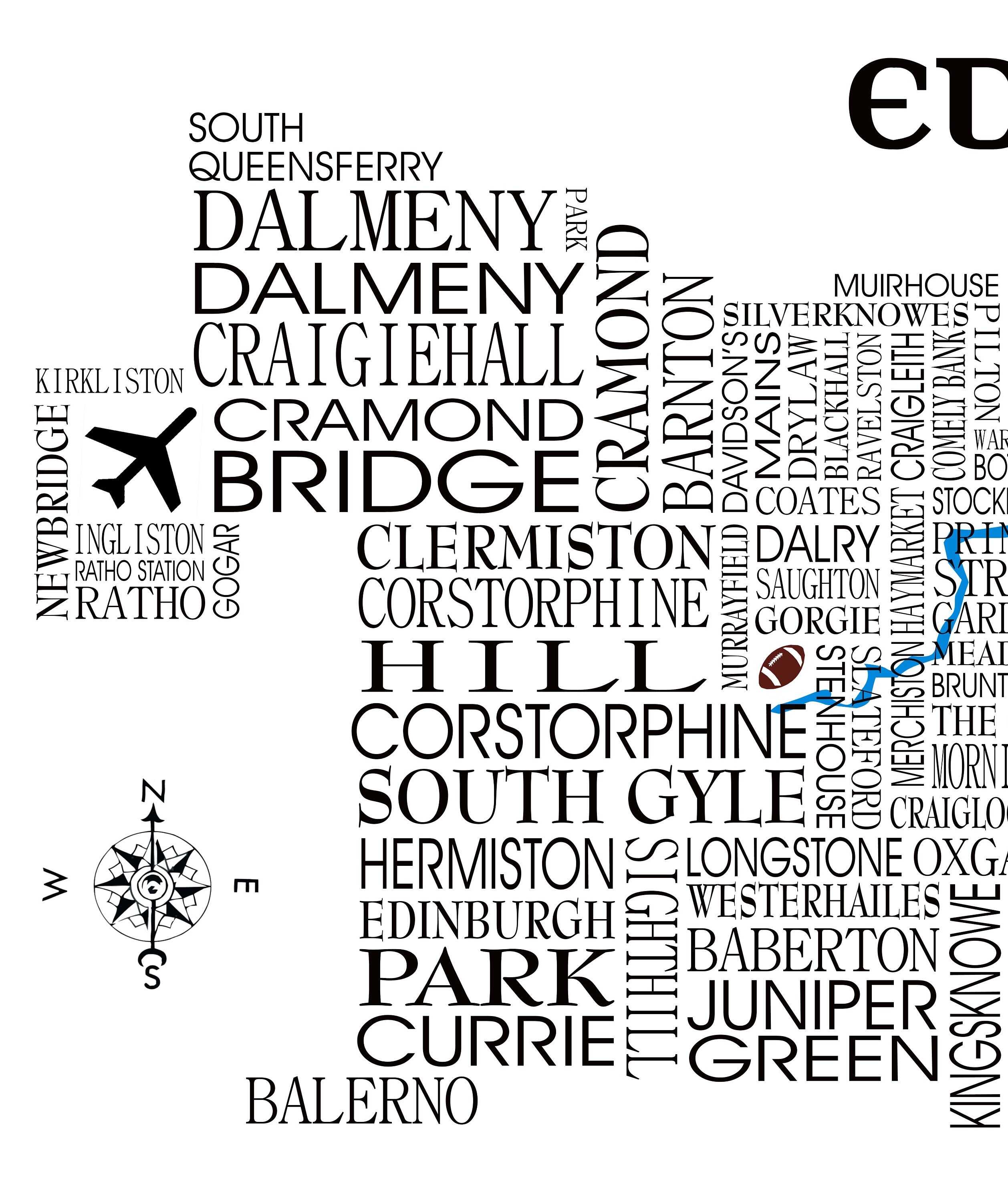 Edinburgh Word Map - Etsy