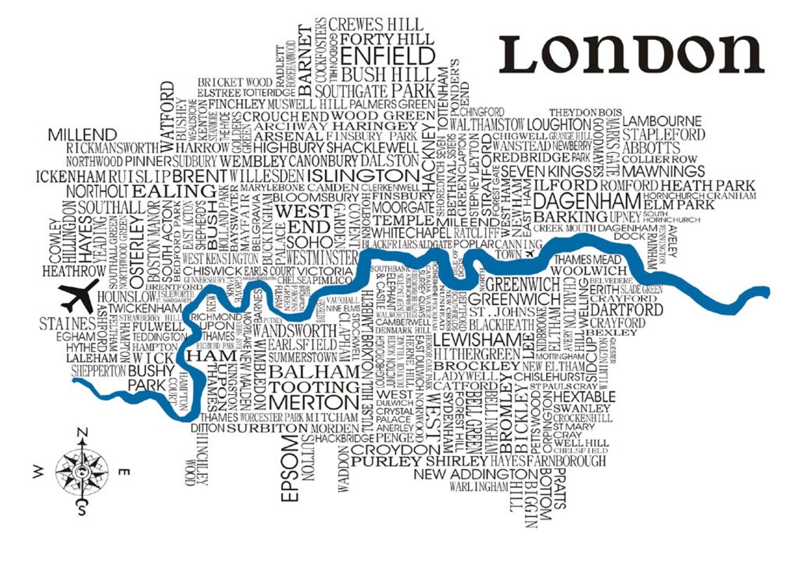 London Print - Word Art - Etsy