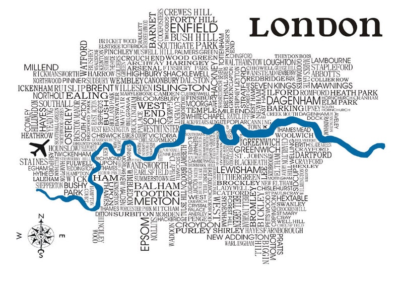London Word Map - Etsy