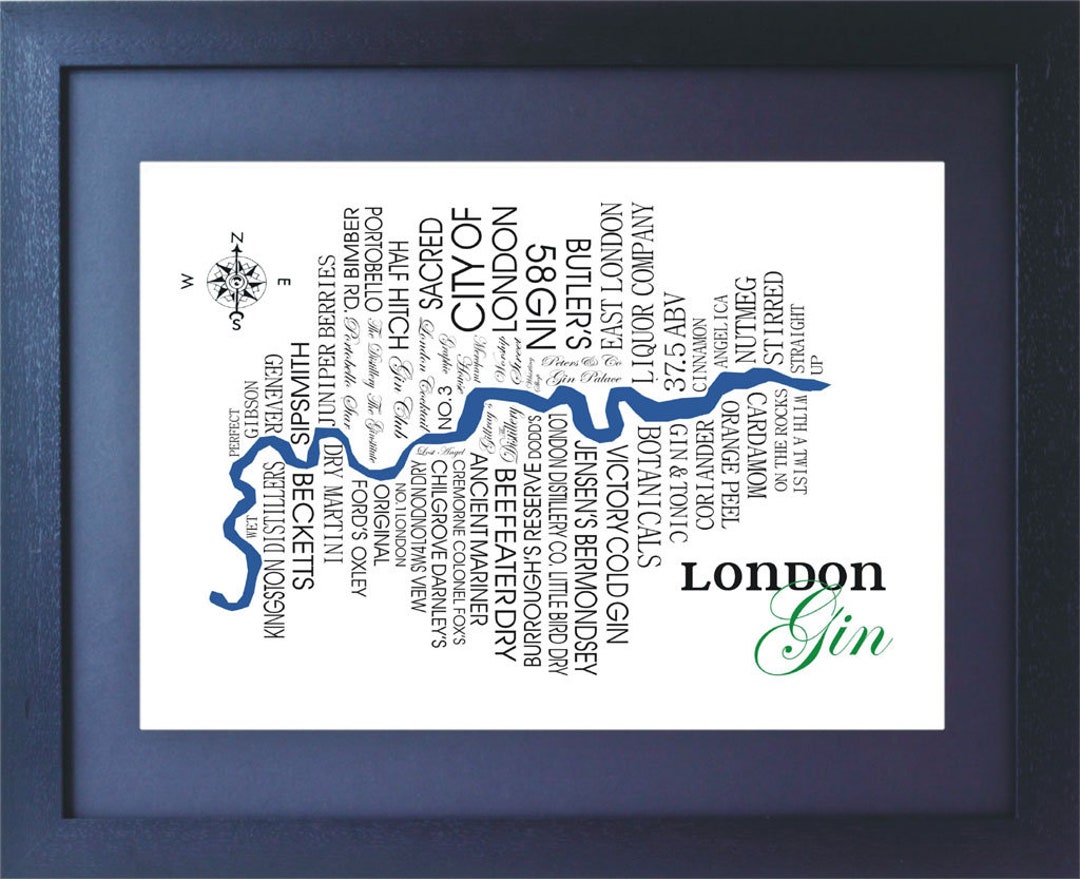 London Gin Word Map - Etsy
