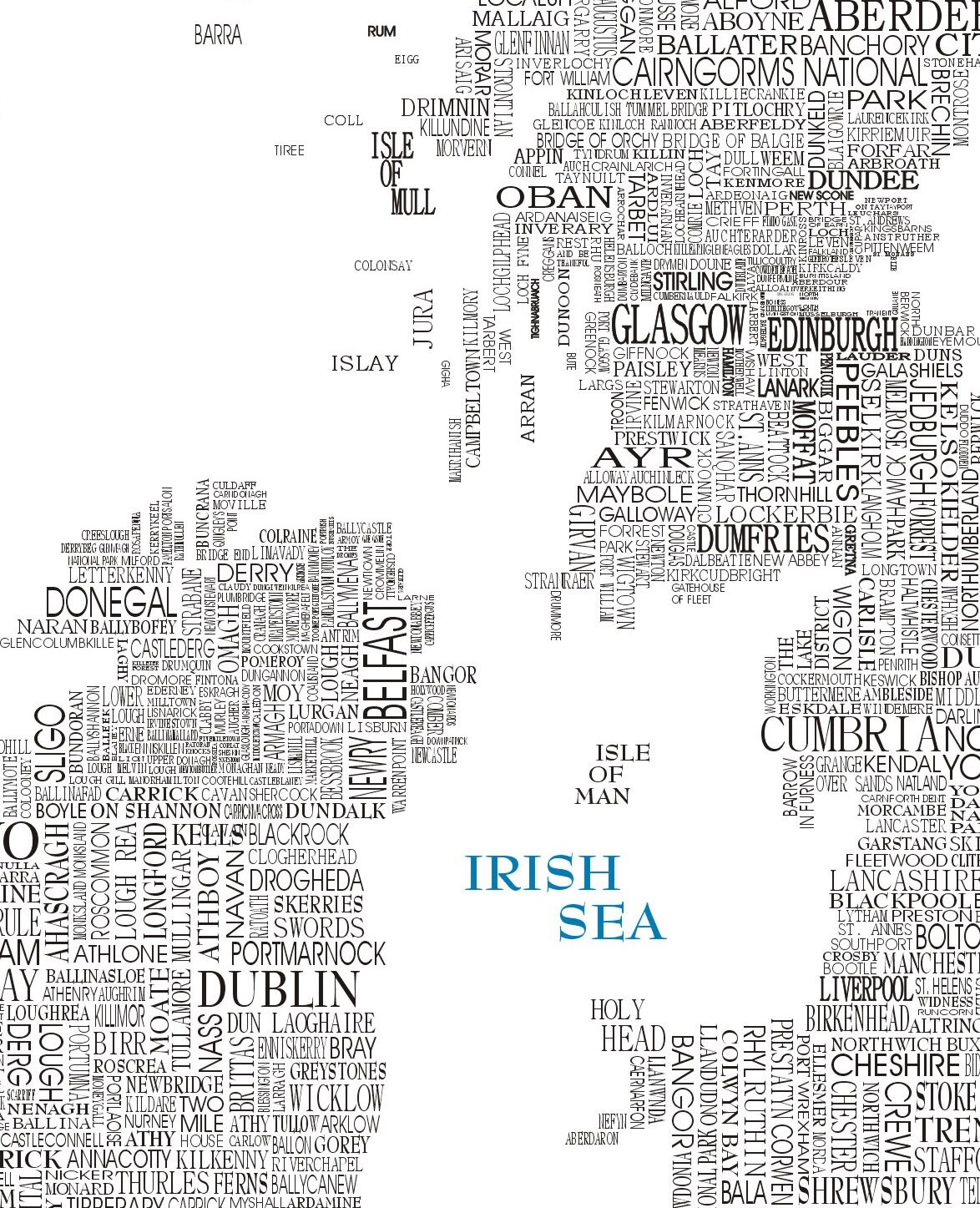 British Isles Word Map - Etsy