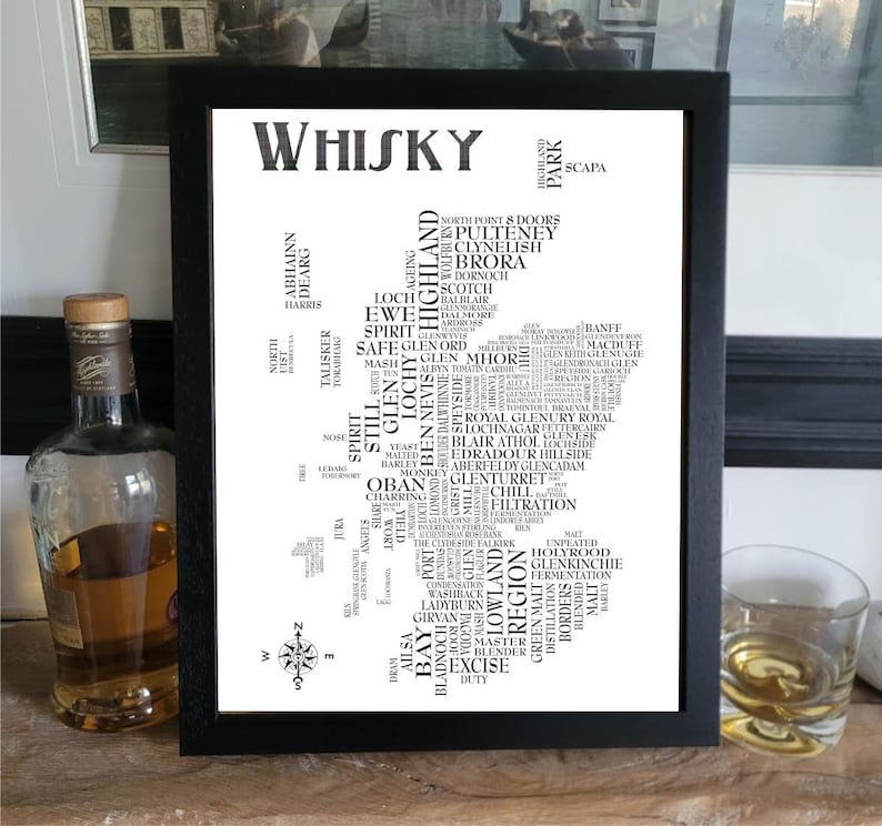 Whisky Word Map - Type Art - Etsy