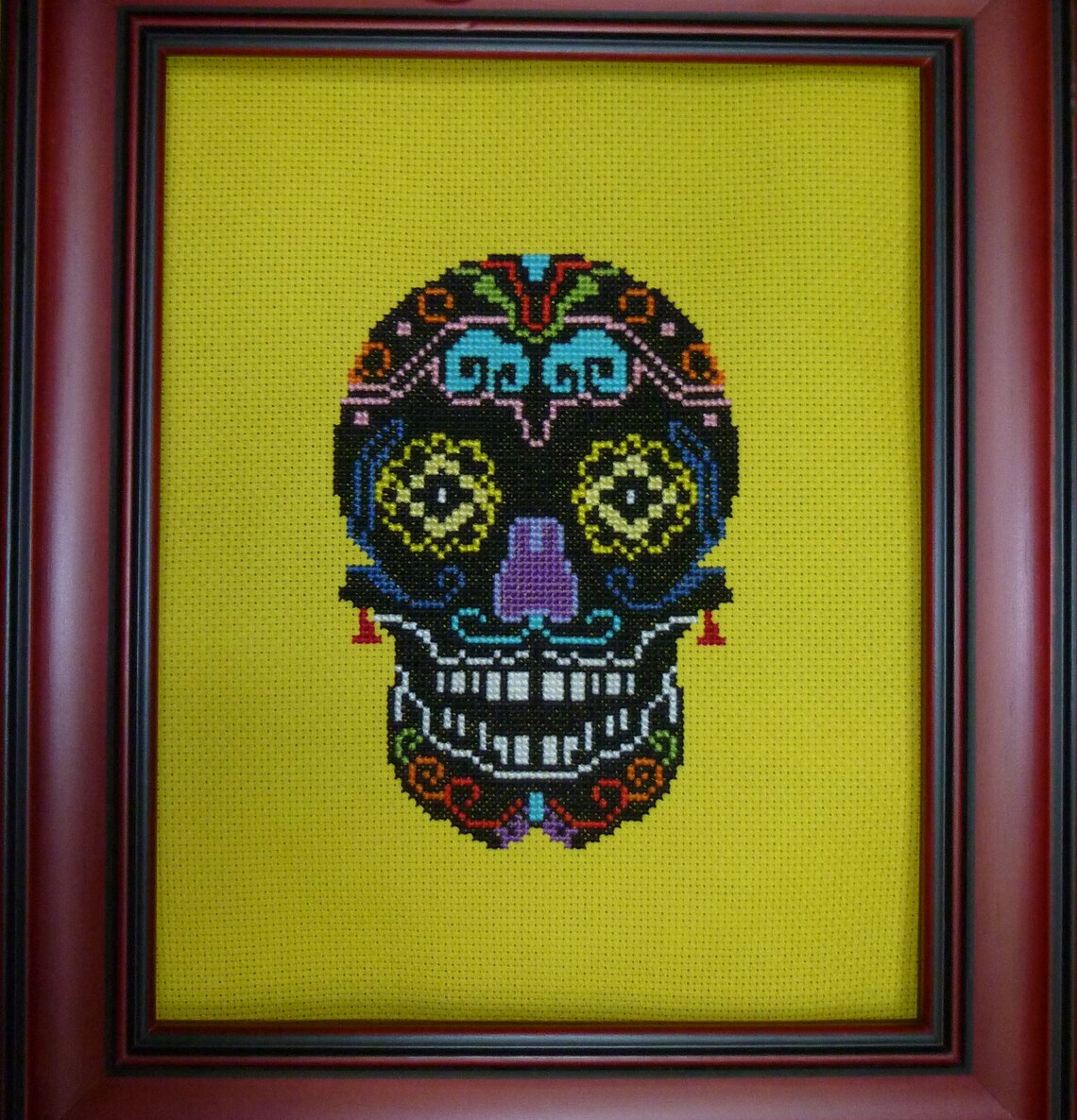 Black With Mustache Sugar Skull Cross Stitch Pattern - Etsy