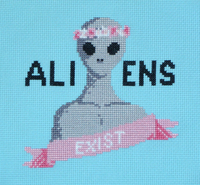 Aliens Exist Cross Stitch Pattern - Etsy