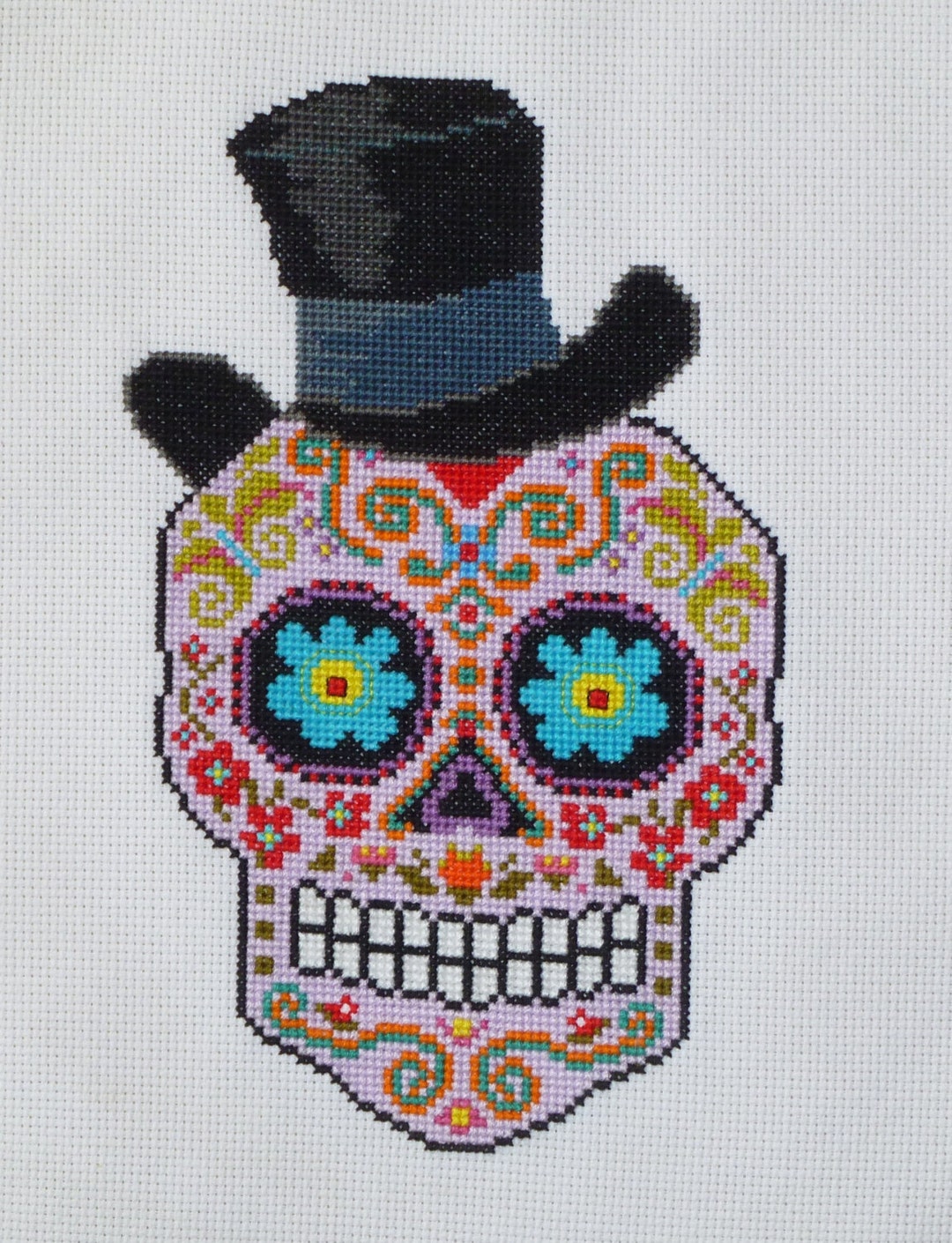 TOP HAT Sugar Skull Cross Stitch Pattern - Etsy