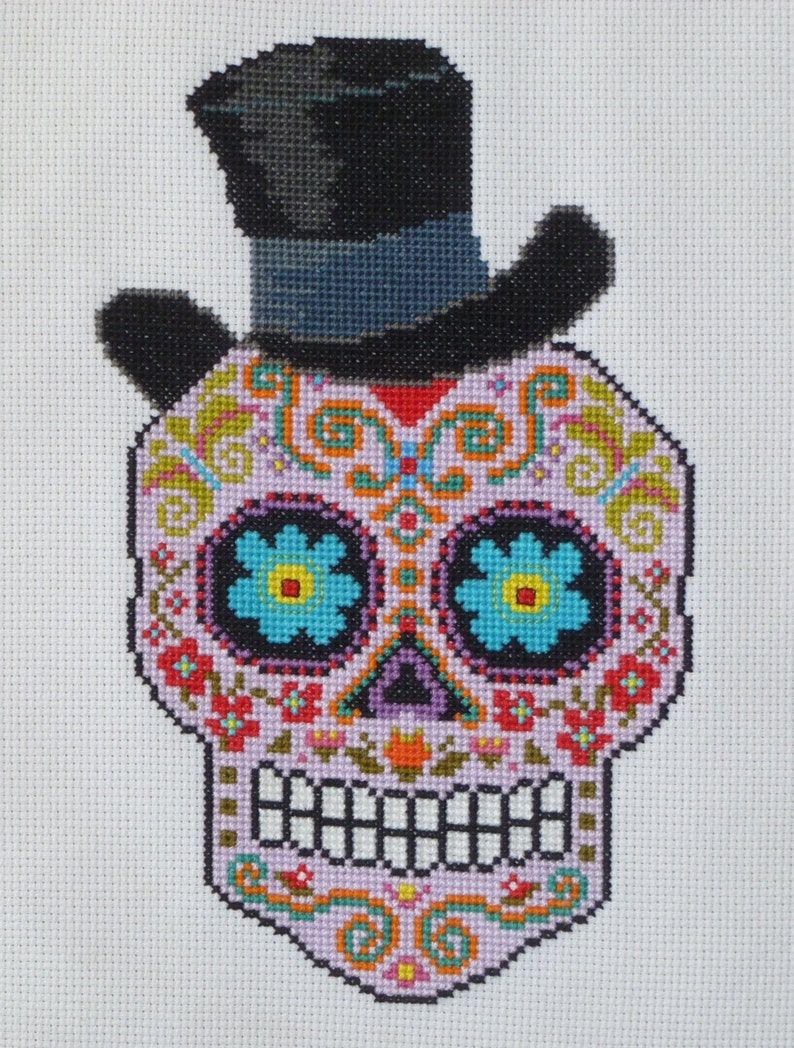 TOP HAT Sugar Skull Cross Stitch Pattern - Etsy