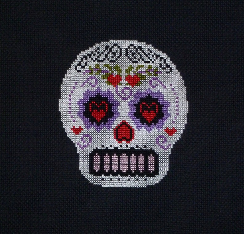 Hearts of Love Sugar Skull Cross Stitch Pattern - Etsy