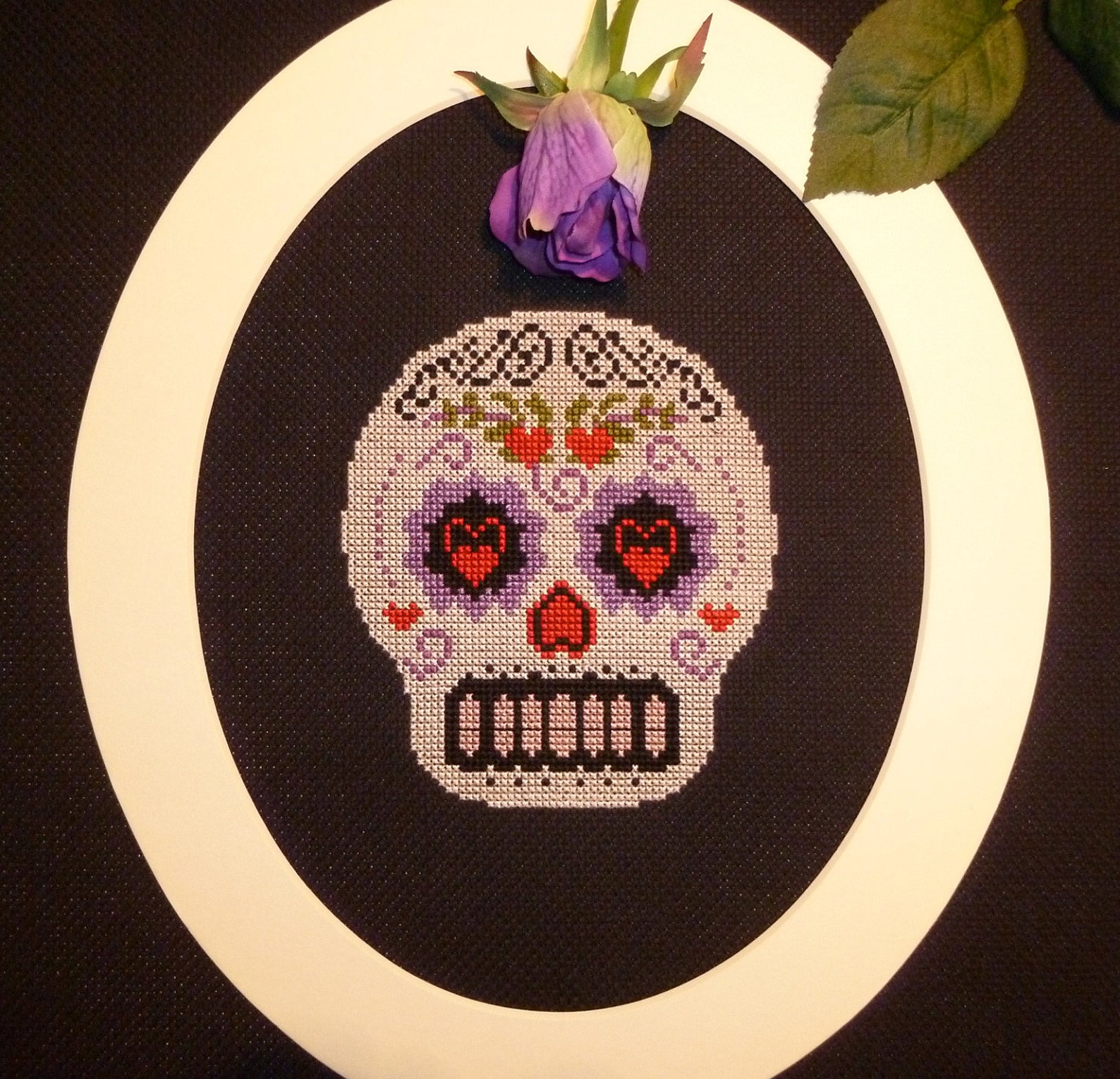 Hearts of Love Sugar Skull Cross Stitch Pattern - Etsy