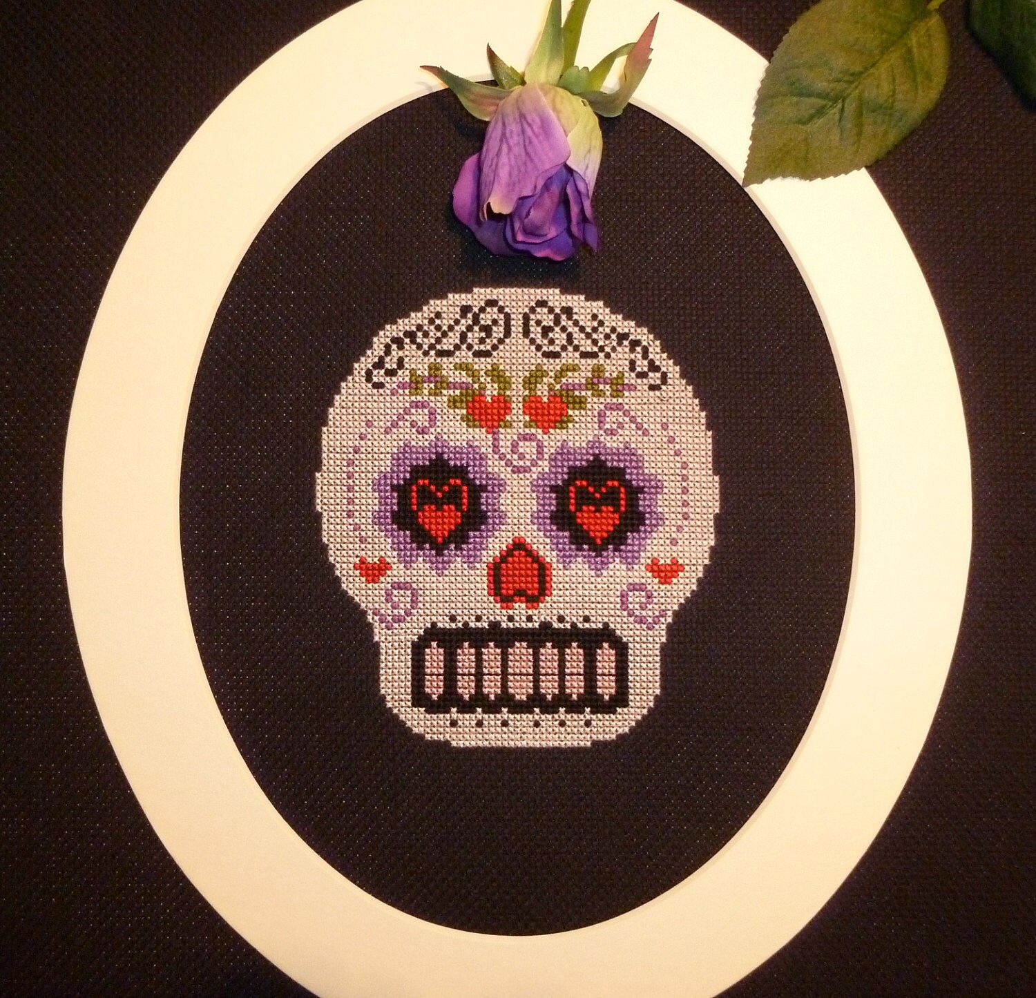 Hearts of Love Sugar Skull Cross Stitch Pattern - Etsy
