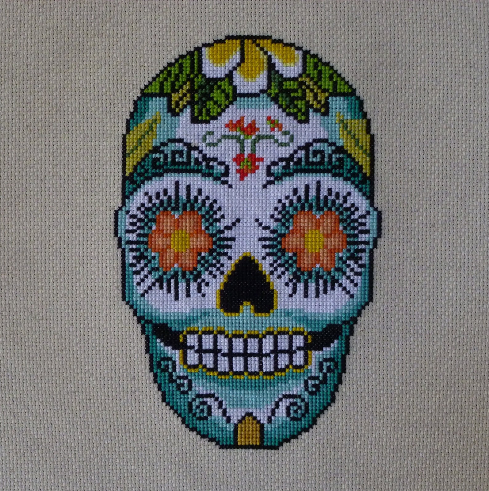 Aloha Flower Sugar Skull Cross Stitch Pattern - Etsy