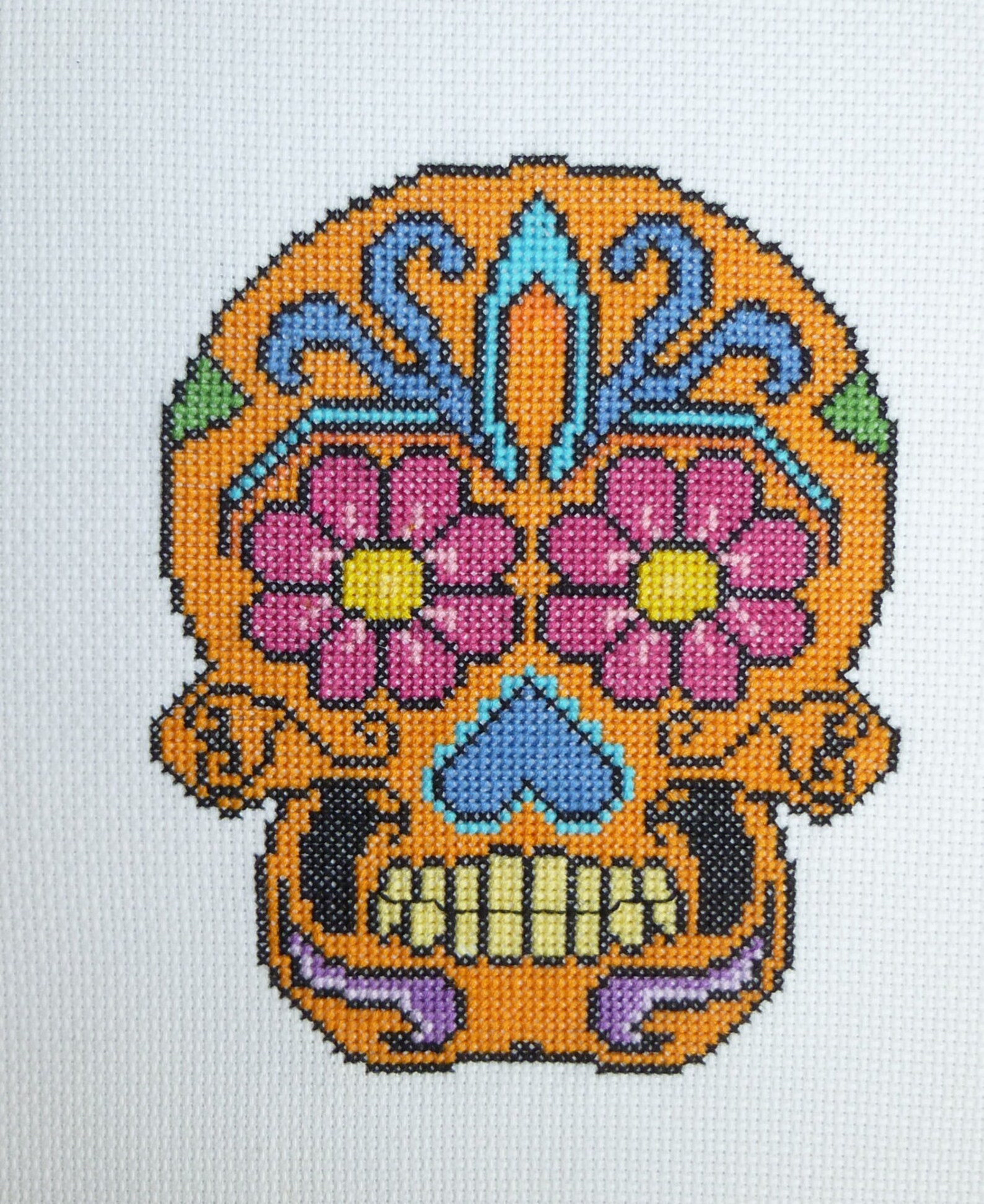 Orange Sugar SKULL Cross Stitch Pattern - Etsy