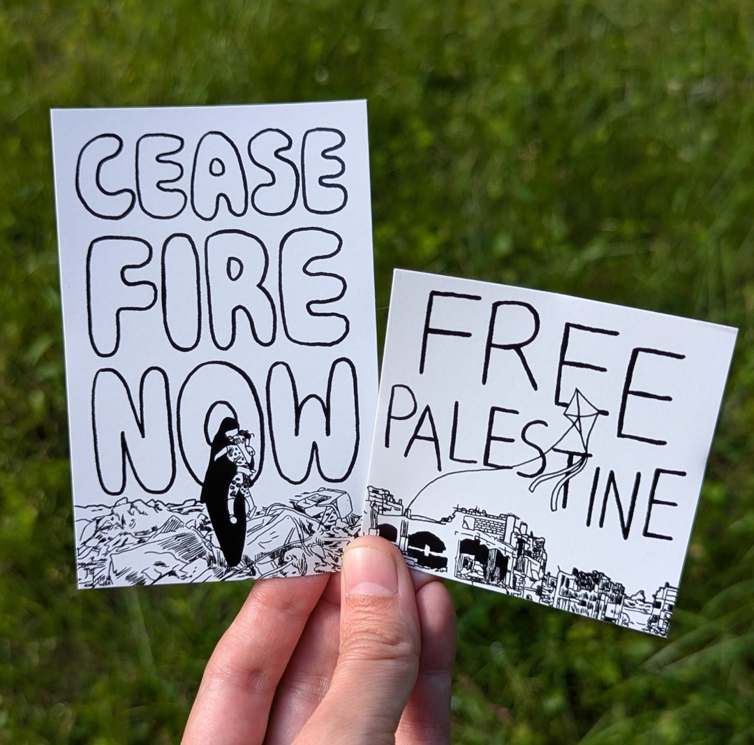 Ceasefire Now and Free Palestine Stickers (proceeds Go to Aid in ...