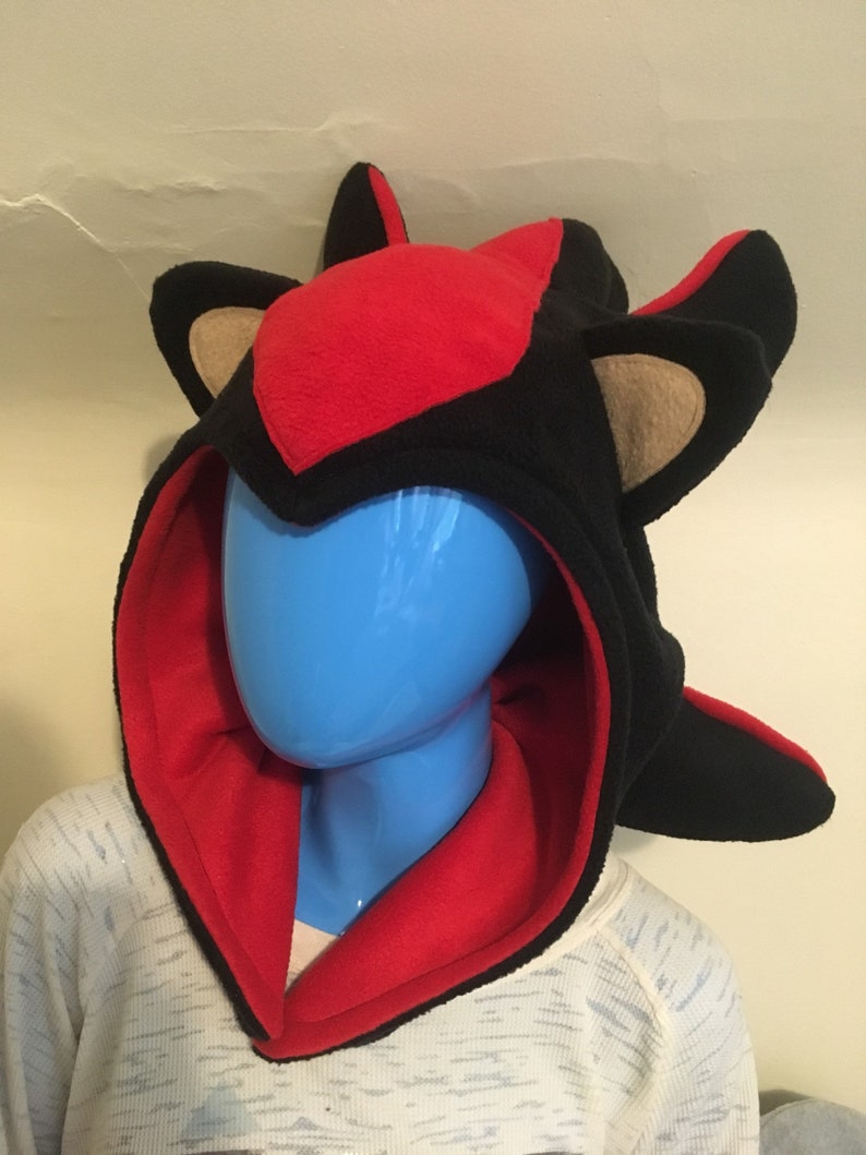 Shadow The Hedgehog Inspired Hood Handmade Fleece Sonic Hat Etsy
