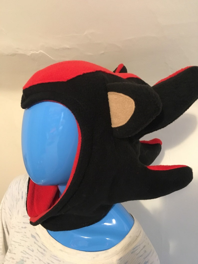 Shadow The Hedgehog Inspired Hood Handmade Fleece Sonic Hat Etsy