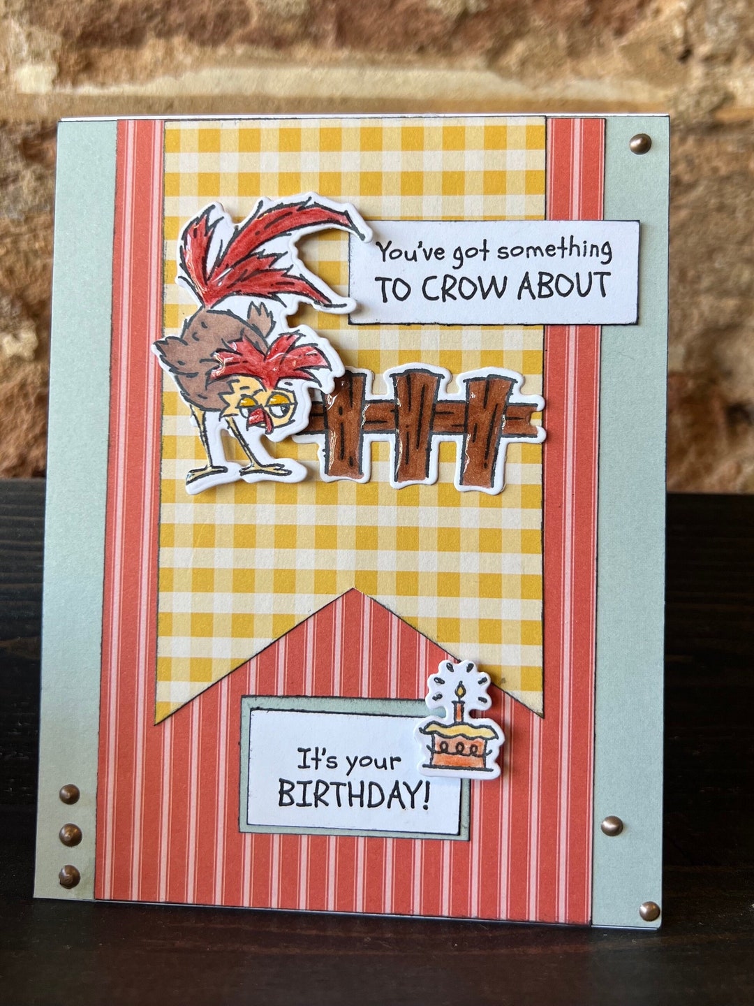 Happy Birthday Rooster Farm Greeting Handmade A2 Card With Stamped ...