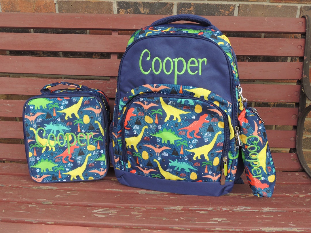 Personalized Dinosaur Backpack, Lunch Box, Monogrammed Backpack, Boys ...