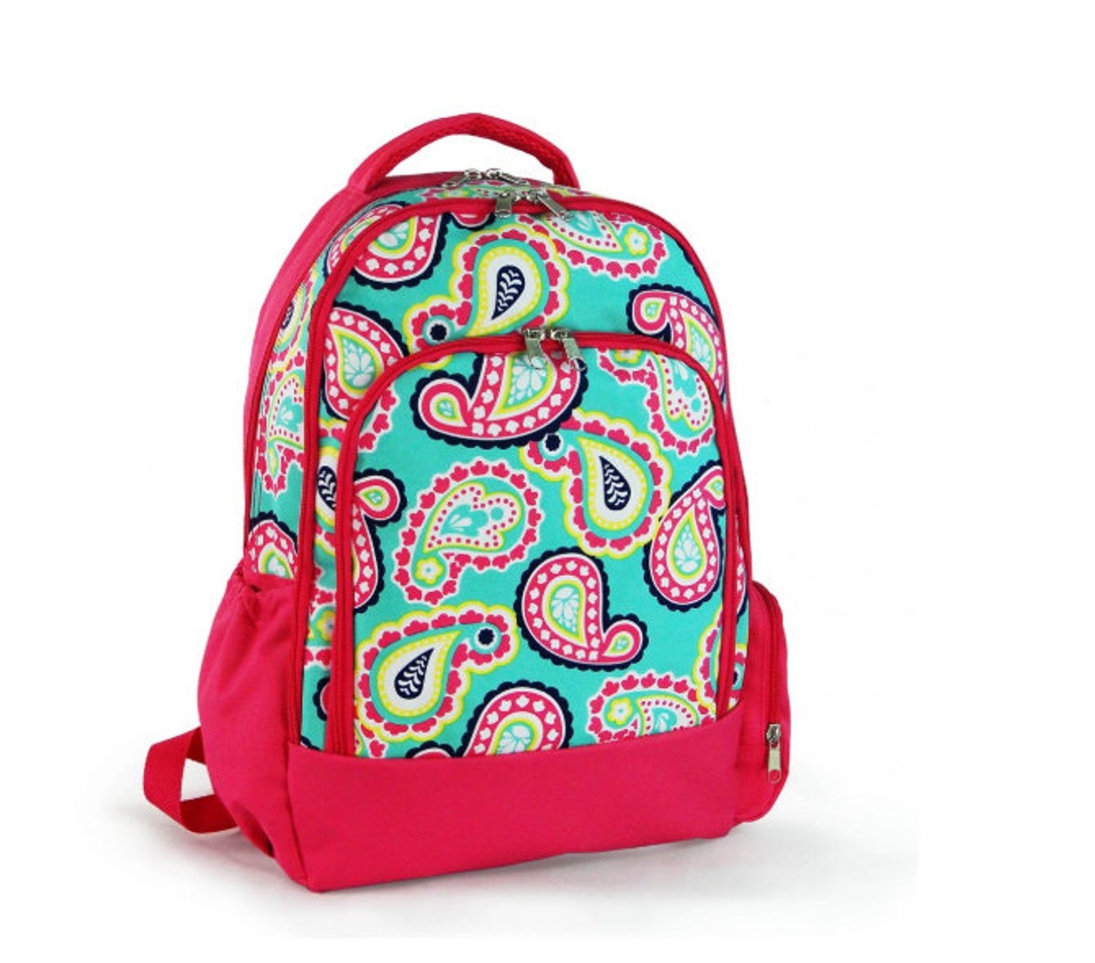 Backpack Monogrammed Backpack Pink Paisley TOP SELLER | Etsy