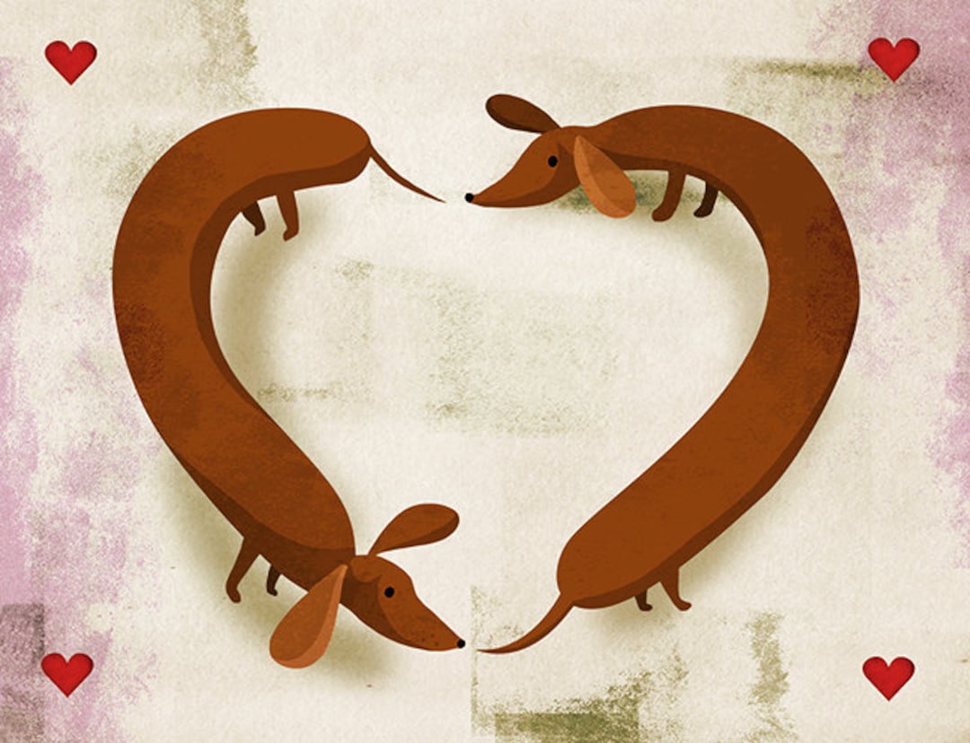 Valentines Day Wiener Dog Card - Etsy