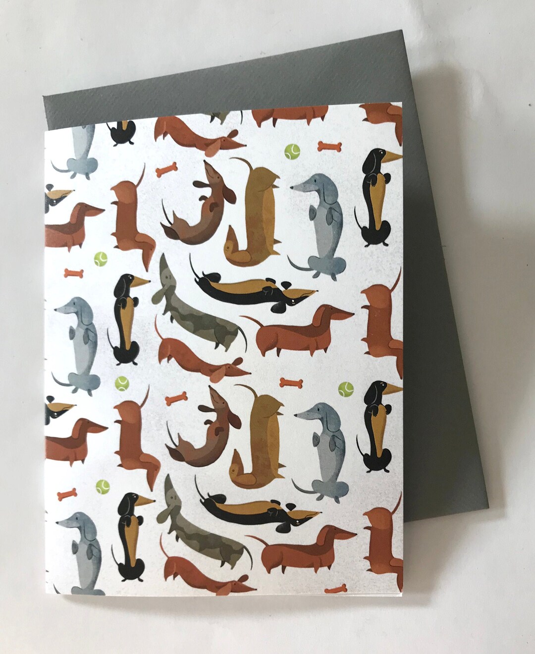 Dachshund Pattern Note Card - Etsy