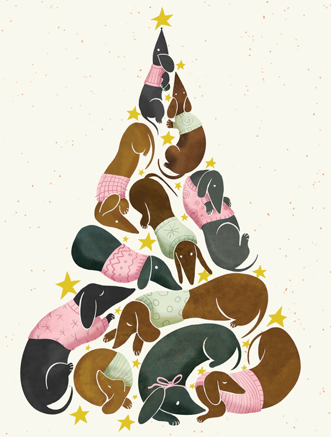 Wiener Dog Christmas Tree Card Pack- Silent Night - Etsy