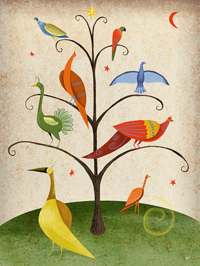 Birds in a Tree Blank Card - Etsy