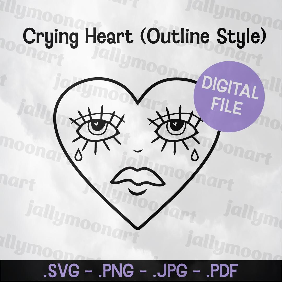 Crying Heart SVG, Crying Heart Digital Download, Crying Heart Tattoo ...