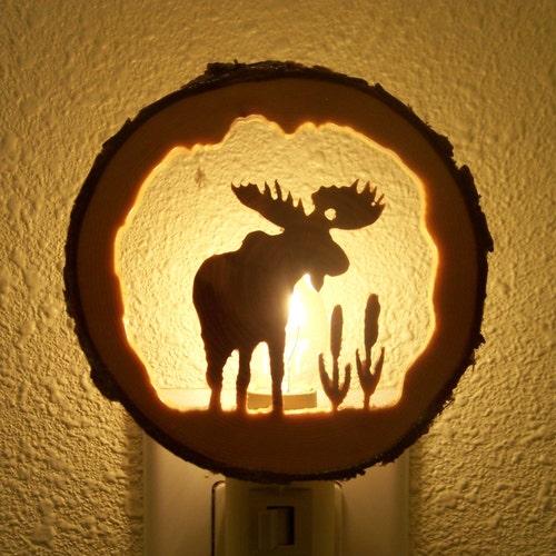 MOOSE Nightlight Night Light Made of Rustic Rusty Rusted - Etsy