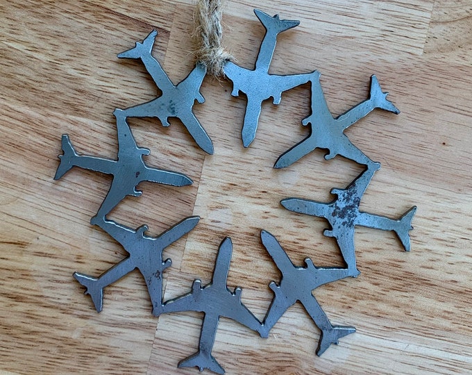 Steel Metal Airplane Snowflake Ornament - Etsy