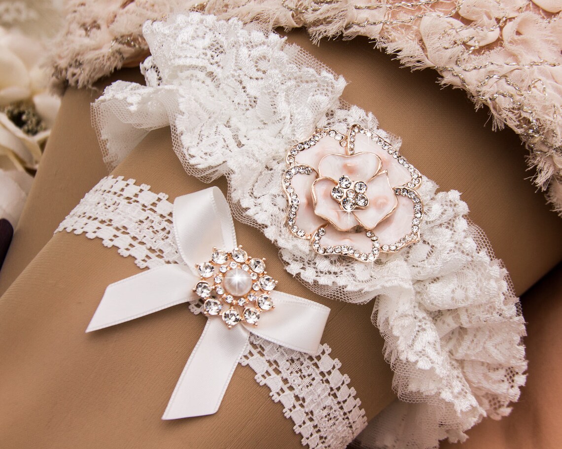 Conjunto de liga de boda liga de novia de oro rosa oro plata | Etsy