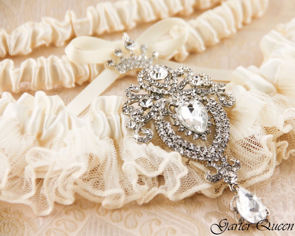 Wedding Garter Set Ivory Lace Garter Set Bridal Garter Set | Etsy