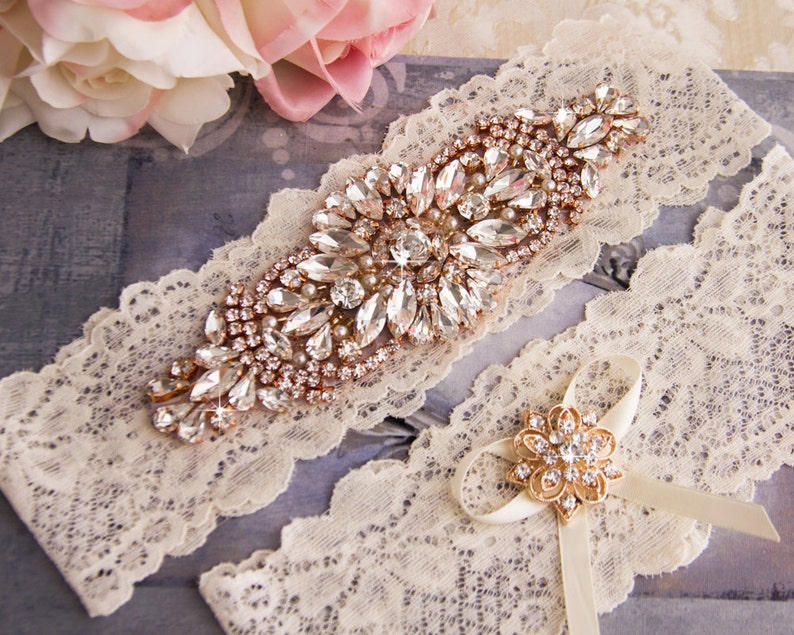 Ivory Lace Garter Set Lace Wedding Garter Set Bridal Garter - Etsy
