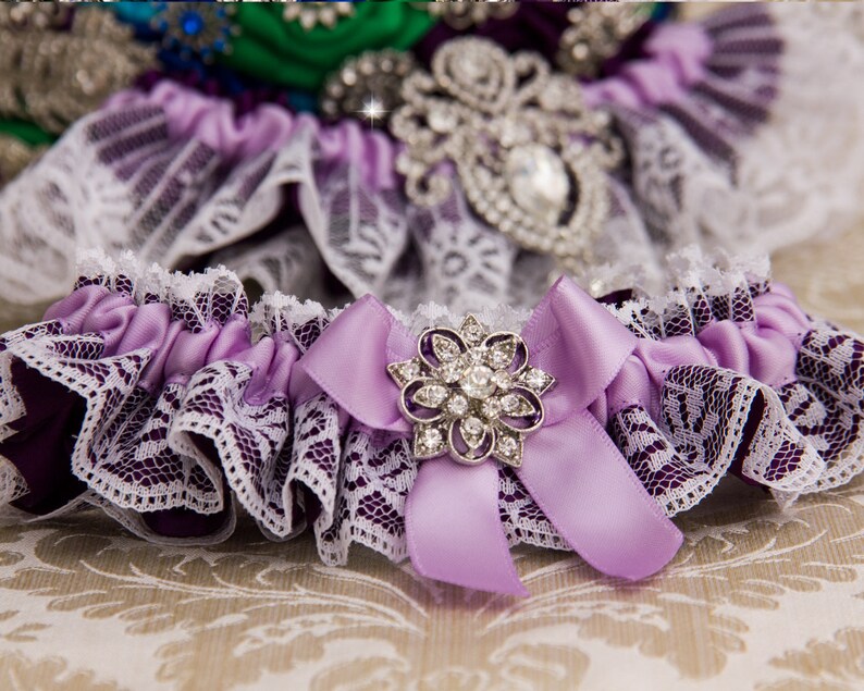 Purple Garter Set, Purple Wedding Garter, Bridal Garter Set, Lace ...