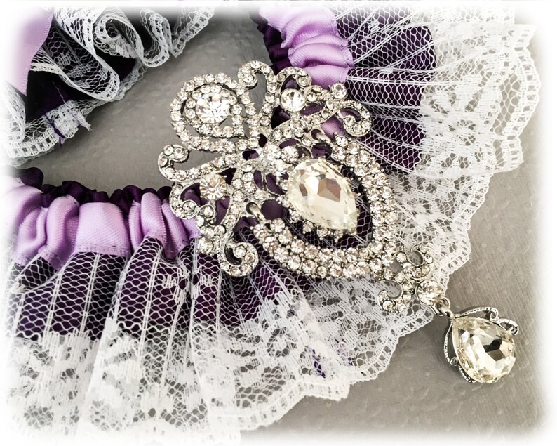 Purple Garter Set, Purple Wedding Garter, Bridal Garter Set, Lace ...