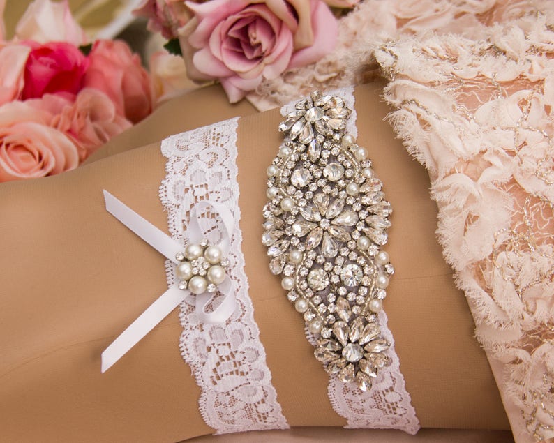 Wedding Garter Set, Bridal Garter Set, Ivory Lace Garter Set ...
