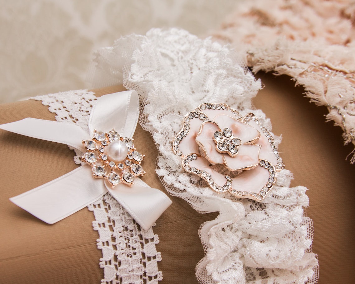 Conjunto de liga de boda liga de novia de oro rosa oro plata | Etsy