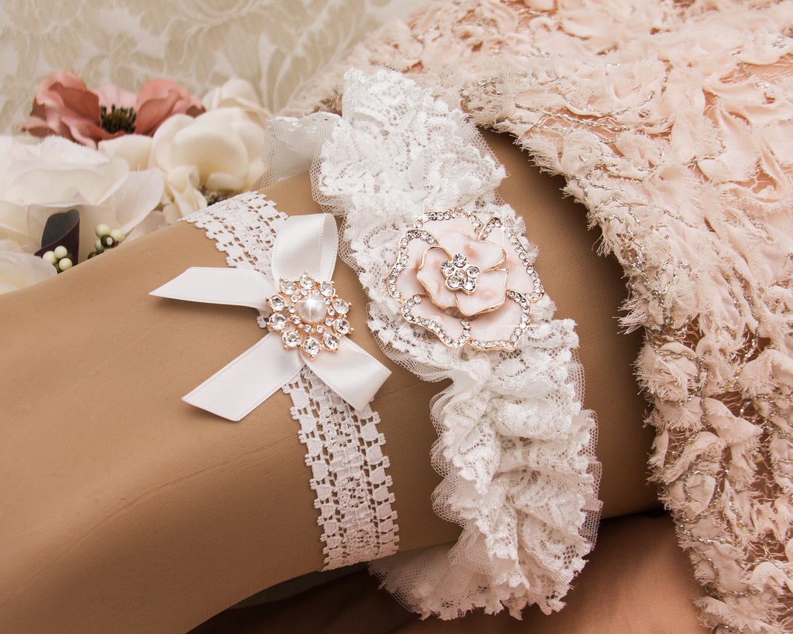 Conjunto de liga de boda liga de novia de oro rosa oro plata | Etsy
