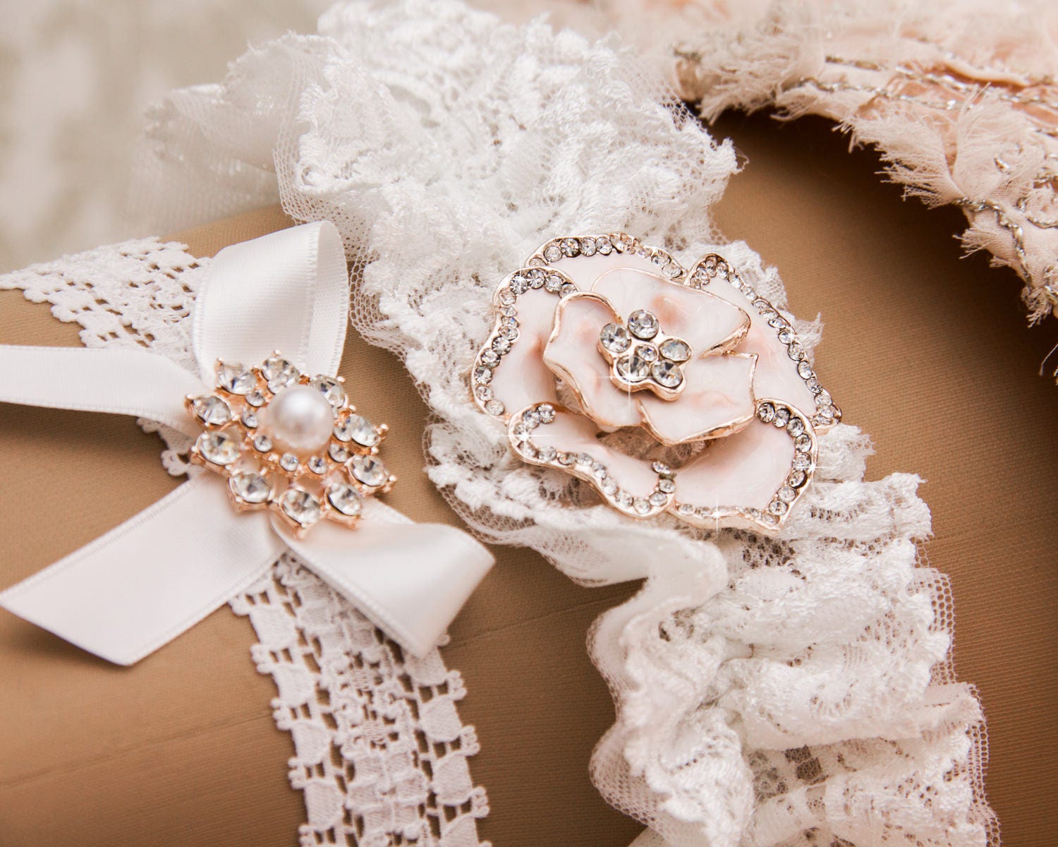 Conjunto de liga de boda liga de novia de oro rosa oro plata | Etsy