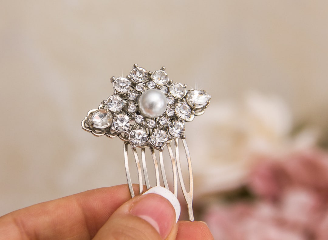 Rhinestone Wedding Hair Comb, Rhinestone Bridal Comb, Silver Wedding ...
