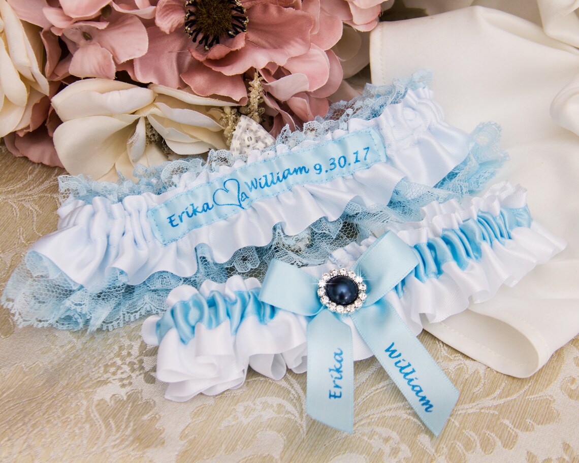 Blue Lace Wedding Garter Set. Blue Lace Garter Set Lace | Etsy